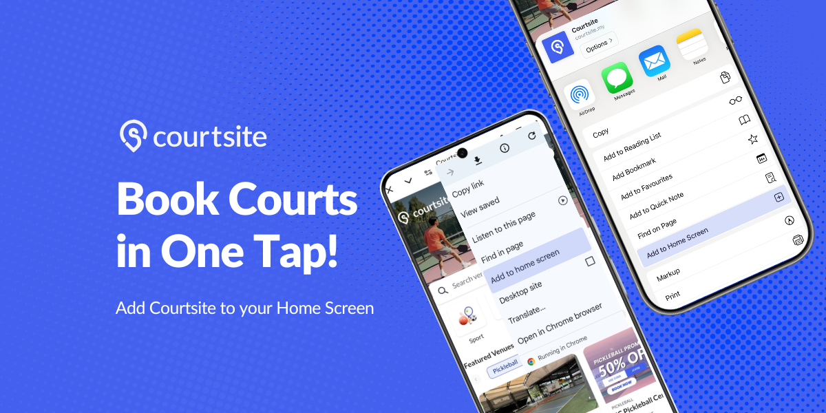 Book Courts in One Tap! Add Courtsite to Your Home Screen